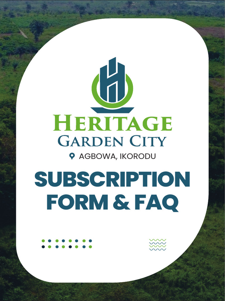 Fillable Heritage Garden City Subcription Form and FAQ. | PDF ...