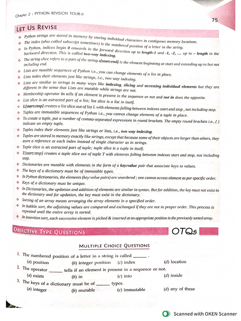 CS Ch-2 Python Revision Tour - II | PDF