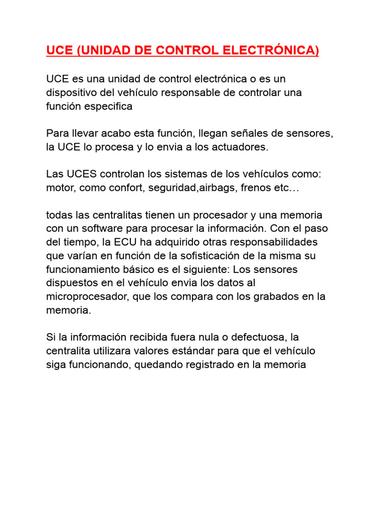 Funciones y Operación de la UCE | PDF | Tecnología