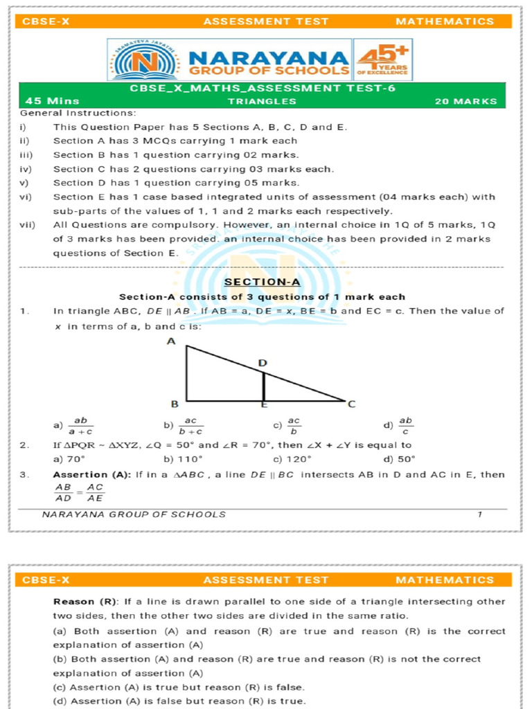 Triangles Assessment | PDF