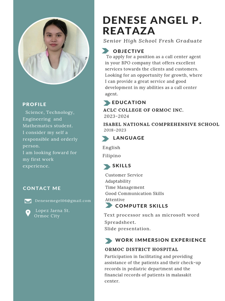 Reataza, Denese Angel P. (Resume) | PDF