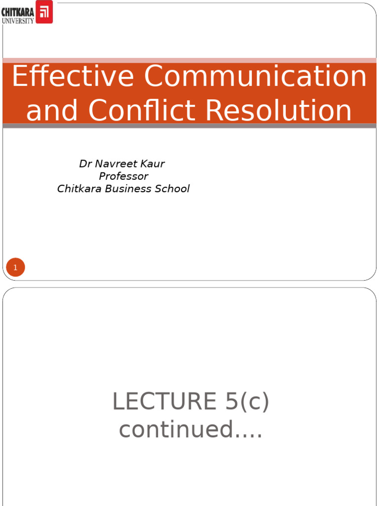 5c. Continued - Workplace Conflicts | PDF | Conflict Resolution | Behavioural Sciences
