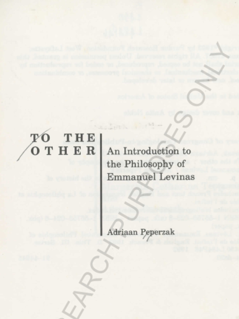 Levinas, Philosophy and The Idea of The Infinite | PDF