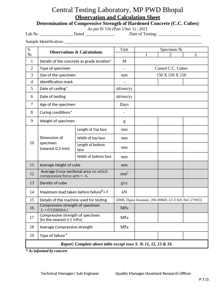 Compressive Strength of CC Cube | PDF | Concrete | Materials Science
