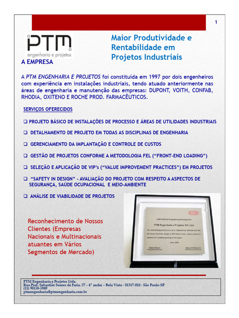 PTM Eng e Proj-Cap - Tecnica | PDF | Engenharia | Investimentos