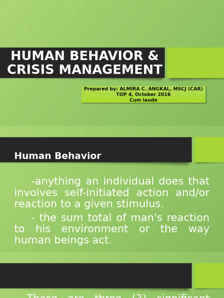 Human Behavior and Crisis Management | PDF | Sexual Intercourse ...