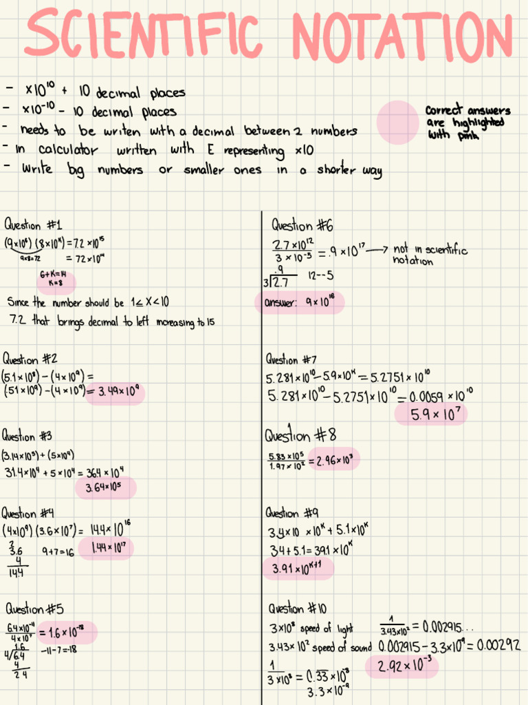 9th Grade Scientific Notation Practice | PDF | Arithmetic | Mathematics