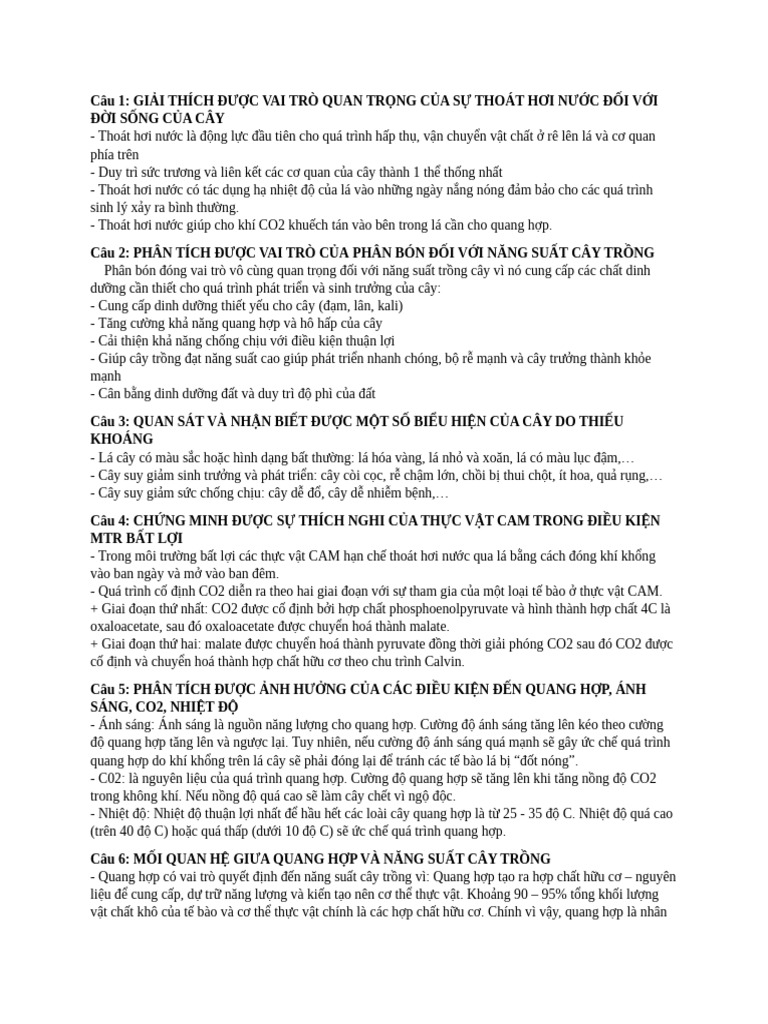 Tự Luận Sinh GK1 | PDF