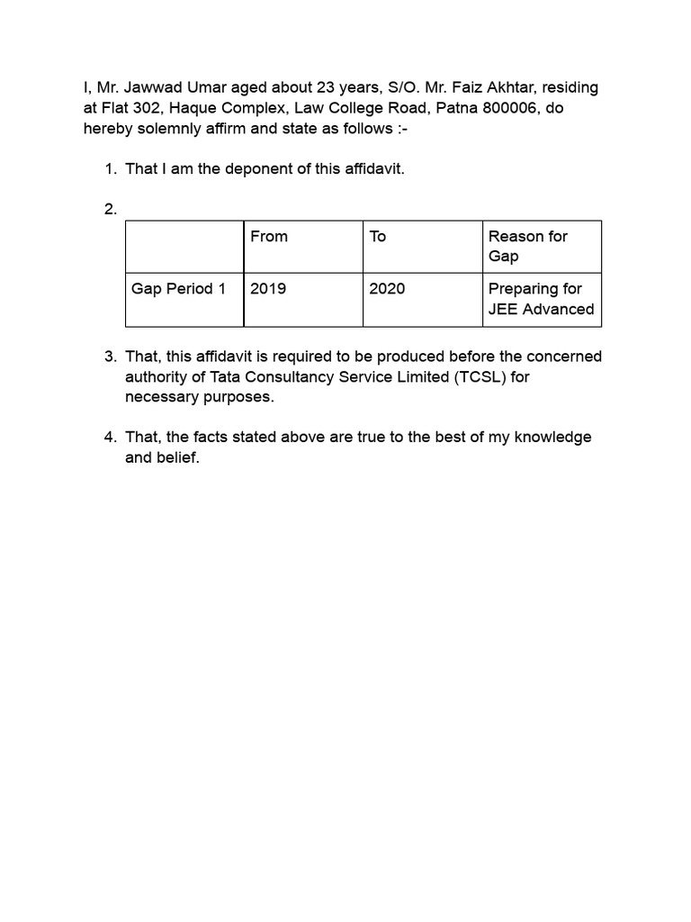 Gap Affidavit 1 | PDF