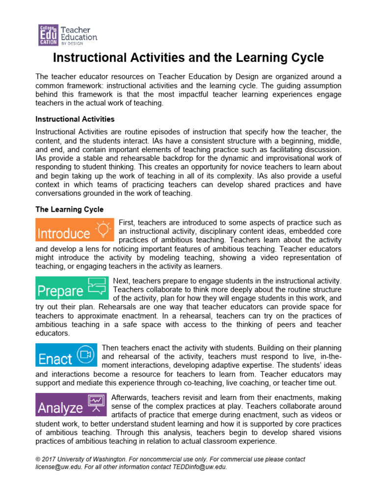 Instructional Activities and The Learning Cycle | PDF | Teachers | Learning