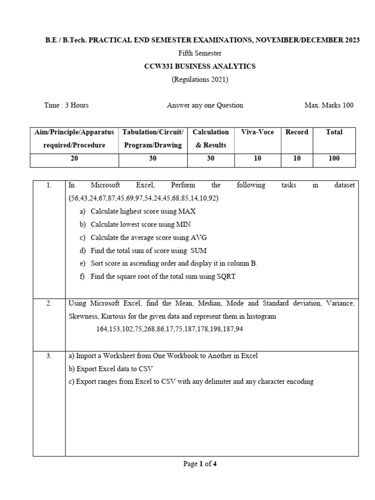 CCW331 SET1 | PDF | Statistical Analysis | Teaching Mathematics
