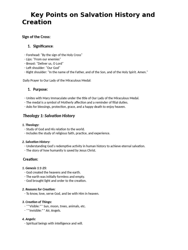 Salvation History & Creation Guide | PDF | Social Science | History