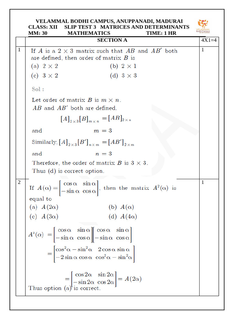 slip test 3 matrices | PDF