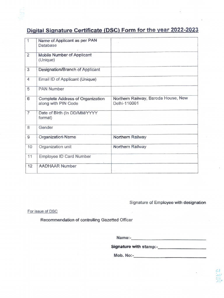 DSC Sign Form | PDF | Law