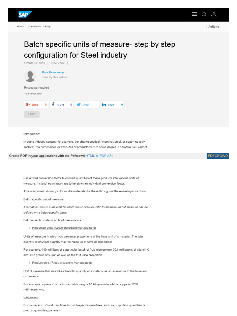 Blogs Sap Com 2010 02 22 Batch Specific Units of Measure Ste | PDF ...