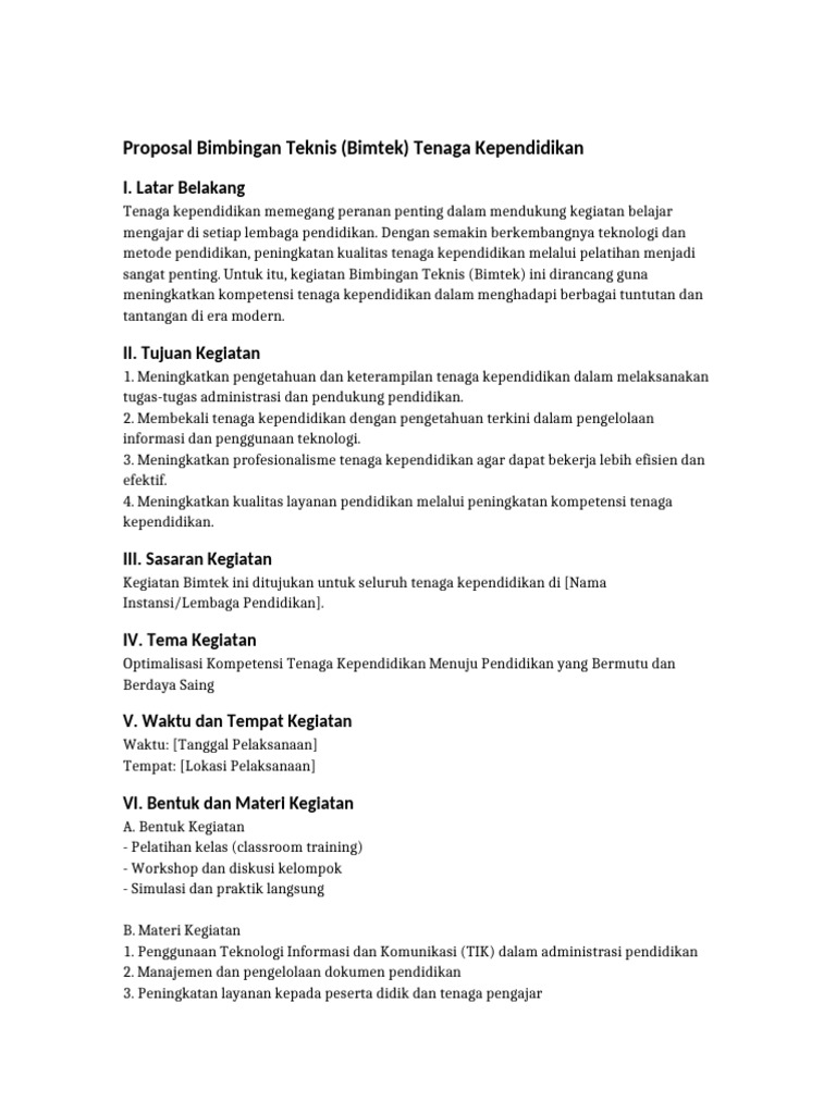 Proposal Bimtek Tenaga Kependidikan | PDF | Karier & Perkembangan