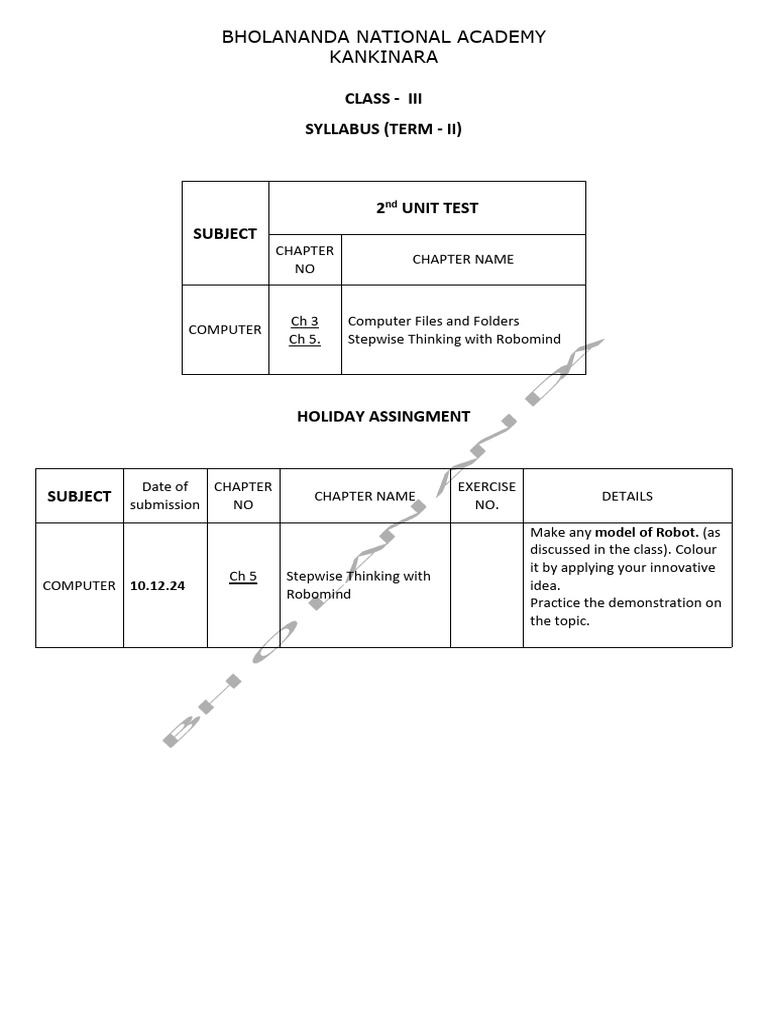 Class III Term II Computer Syllabus | PDF | Computers