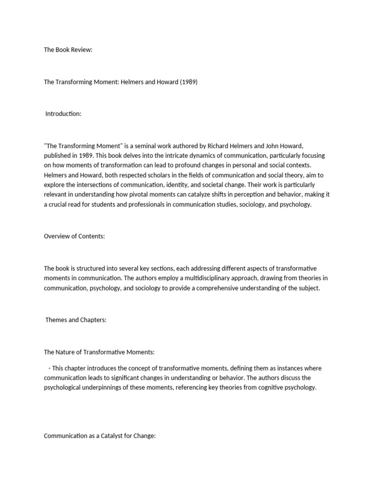 Transformative Moments in Communication | PDF | Communication ...
