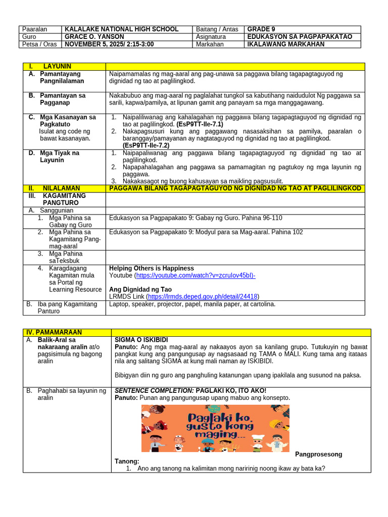 Q2 G9 Paggawa Week1 | PDF