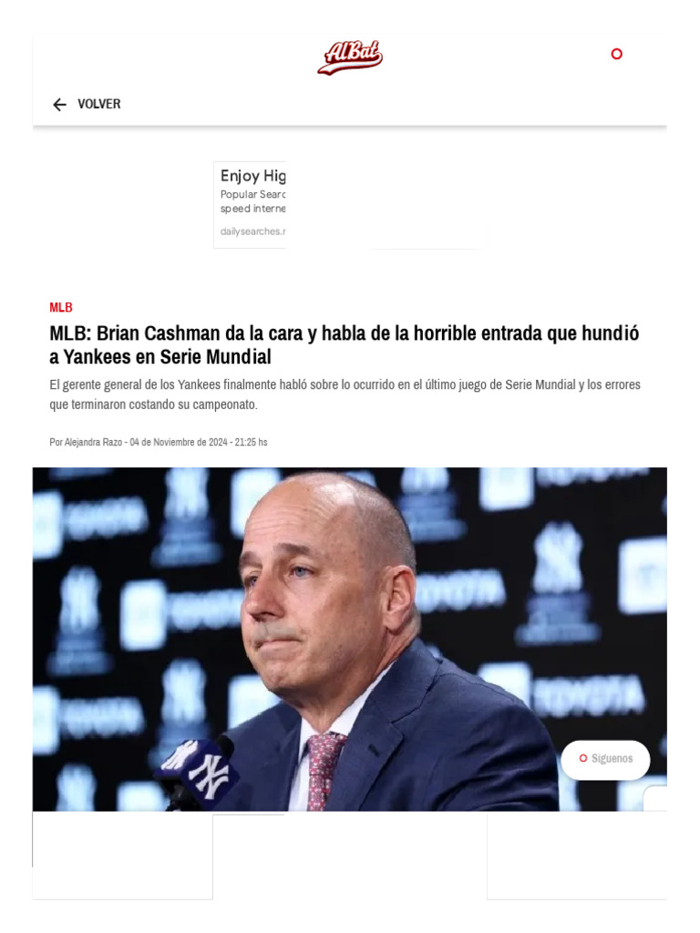 MLB - Brian Cashman Da La Cara y Habla de La Horrible Entrada Que ...