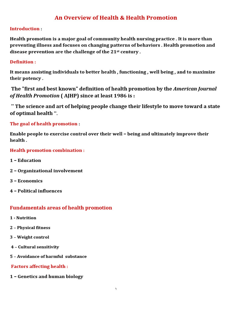 Health Promotion Strategies Overview | PDF | Health Promotion ...