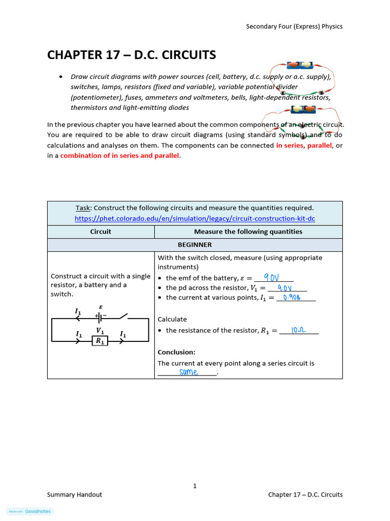 D.C. Circuits - Handout P (Student Version) PBI | PDF | Series And Parallel Circuits | Resistor