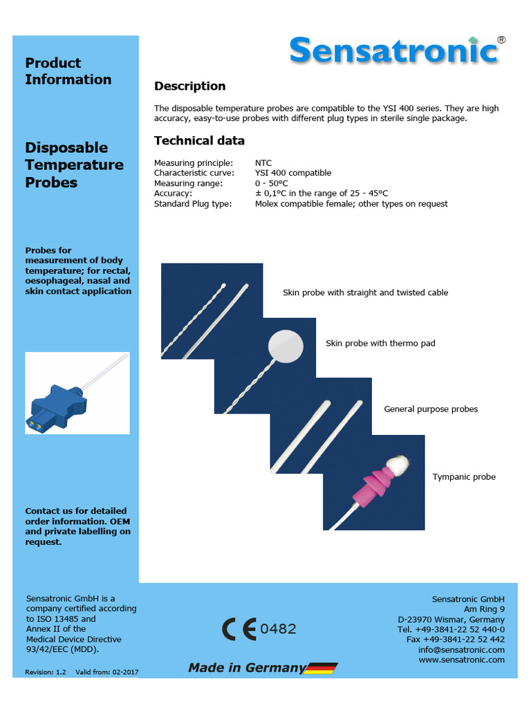 Sensatronic Temperature Probes Disposable | PDF