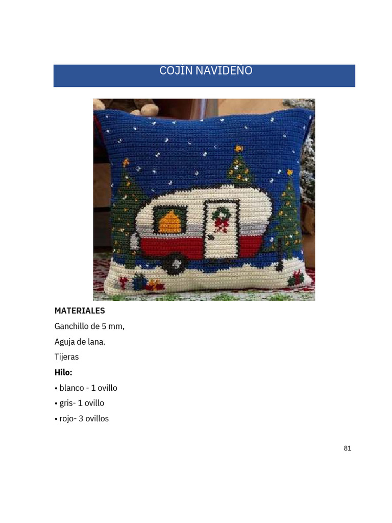 Cojin Navideño | PDF | Tejer | Azul