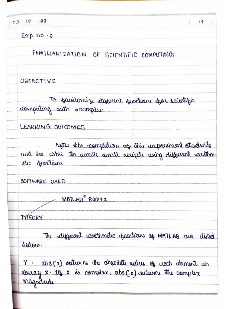 Exp -2 Familiarization of Scientific Computing | PDF