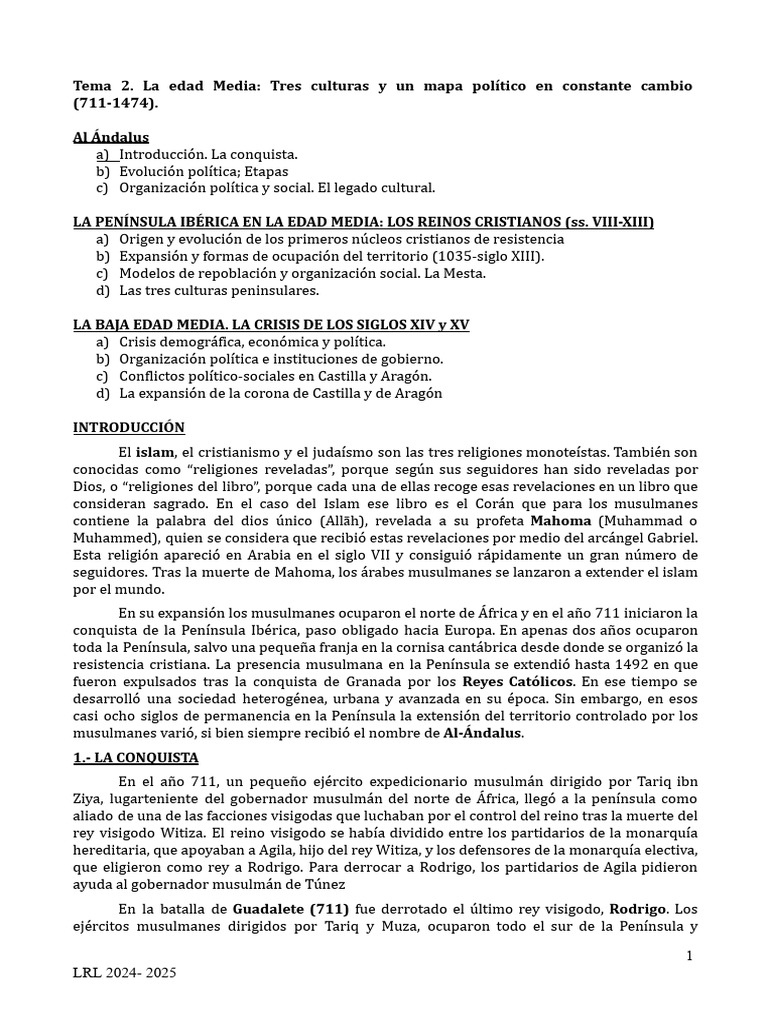 Edad Media: Al-Ándalus y Reinos Cristianos | PDF | Al Andalus