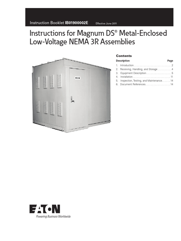 Low Voltage Switchgear Nema3r Instructions Ib01900002e | PDF ...