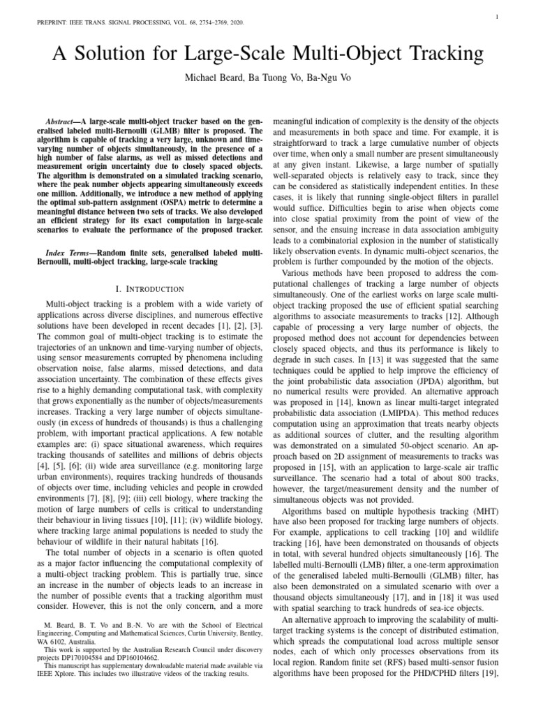 Large-Scale Multi-Object Tracking Solution | PDF | Probability Density ...