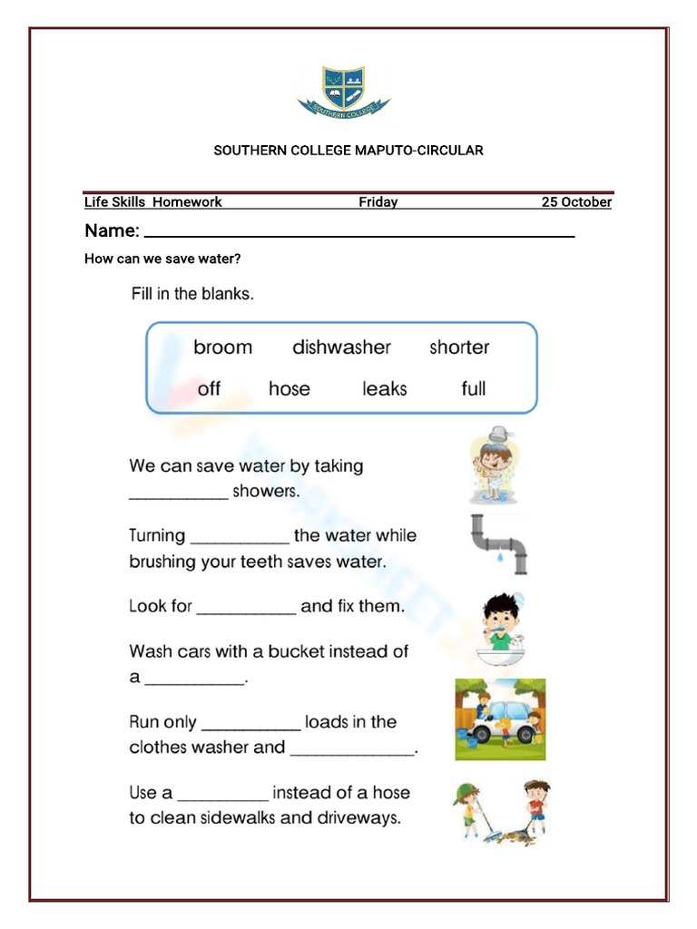 Life Skills Homework 25 October | PDF