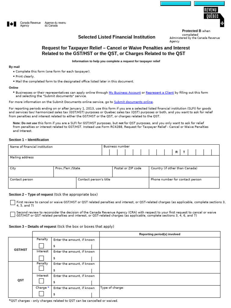 Main - Form rc7288 Selected Listed Financial Institution Request For ...