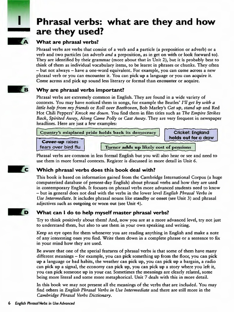 Phrasal Verbs in Use-Adv. 1 Definition and Use of Phrasal Verbs | PDF