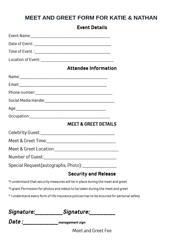 MEET AND GREET FORM 1.docx - 20241025 - 171522 - 0000 | PDF