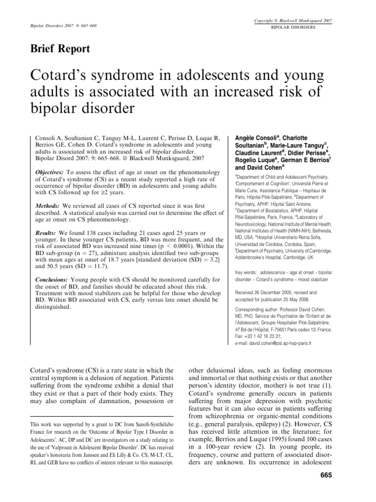 Nihilistic Delusion and Young Adult Bpad | PDF | Mood Disorders ...