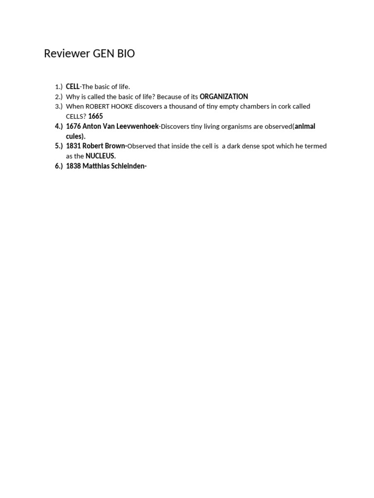 Reviewer GEN BIO | PDF | Science & Mathematics | Religion & Spirituality