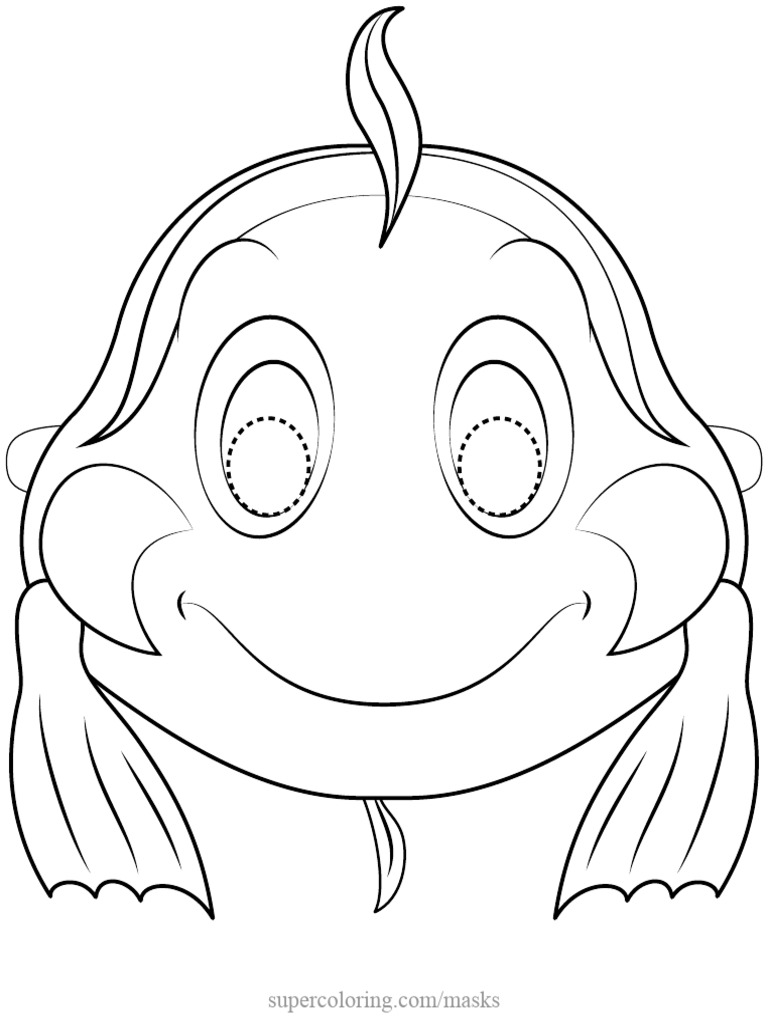Fish Mask Outline Coloring Page | PDF
