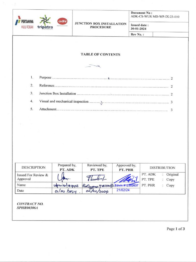 Junction Box Installation Procedure 210224 ADK | PDF
