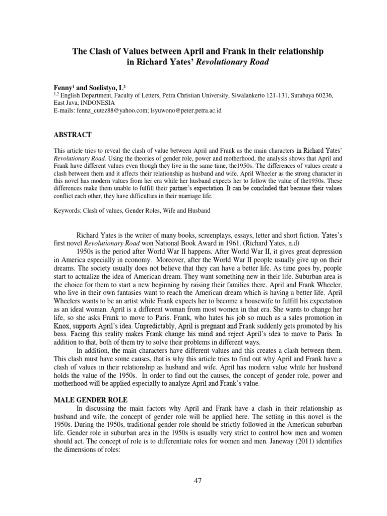 Clash of Values in Revolutionary Road | PDF
