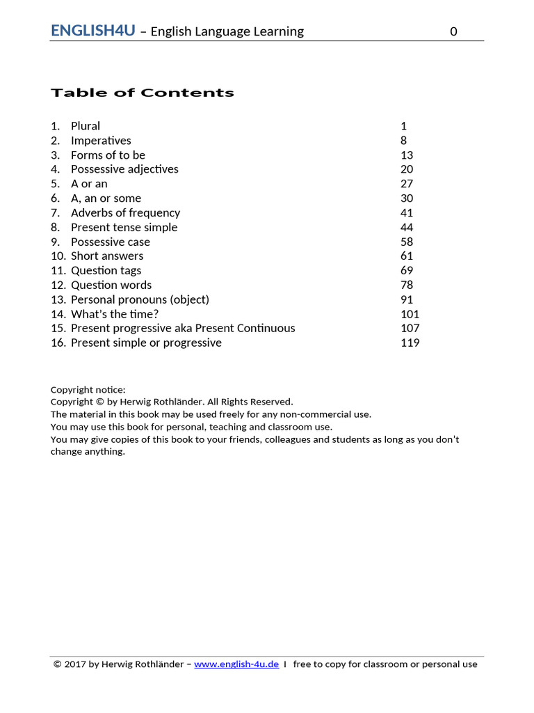 English Language Learning Guide | PDF | Plural | Verb