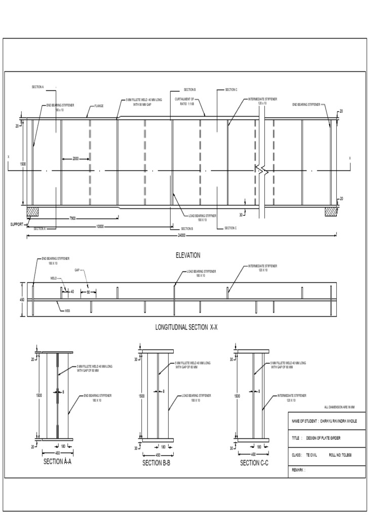 Design of Plate Girder Stiffeners | PDF | Civil Engineering