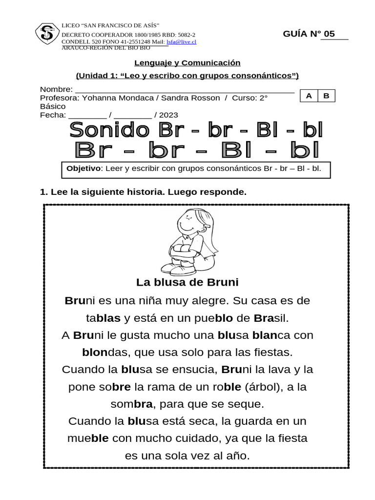 Guía #5 Leng. Grupo Cons. BL - BR | PDF