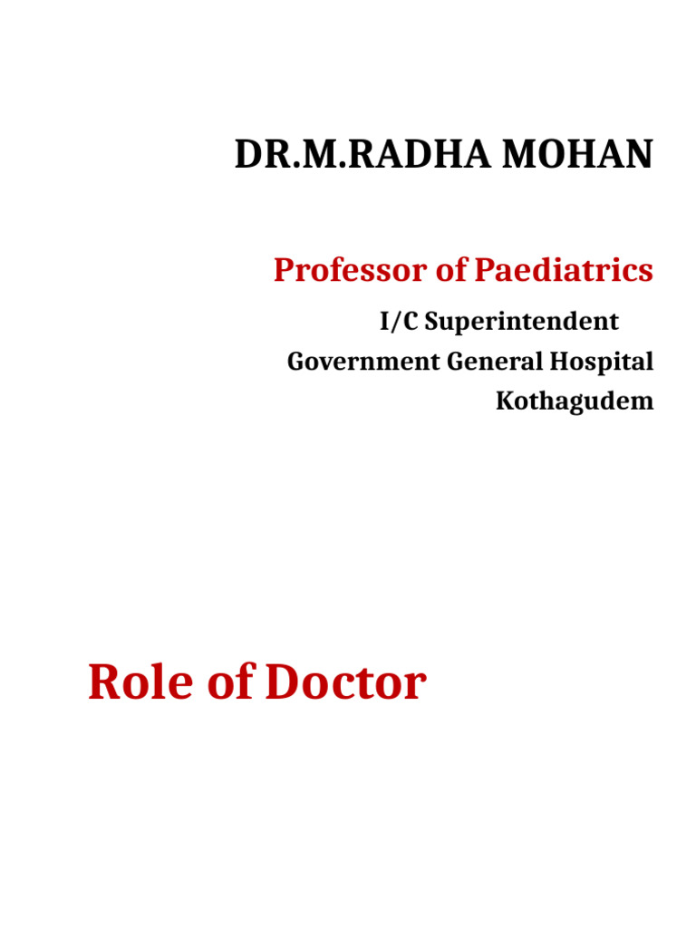 Role and Duties of a Doctor | PDF