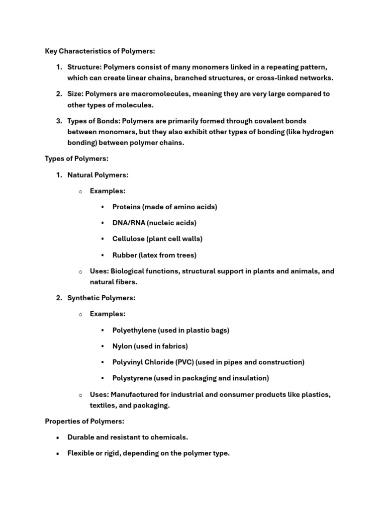 Essential Characteristics of Polymers | PDF | Polymers | Plastic