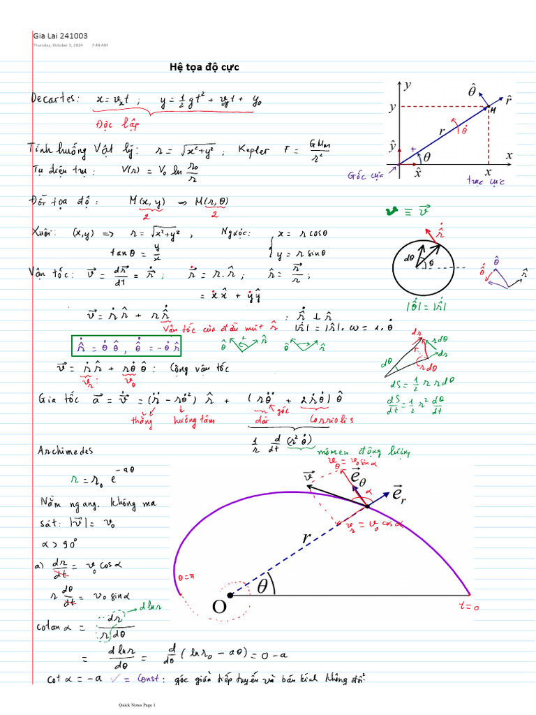 Bài Ghi Buổi 1 Cơ Chất Điểm | PDF
