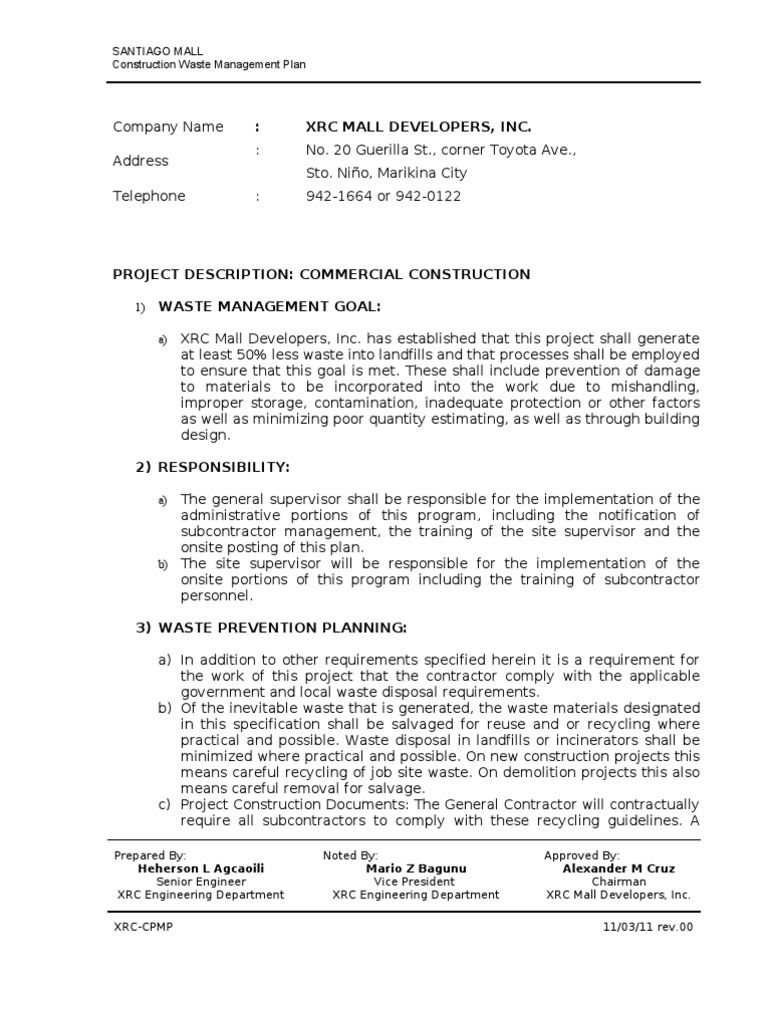 Waste Management Plan | PDF | Recycling | Reuse