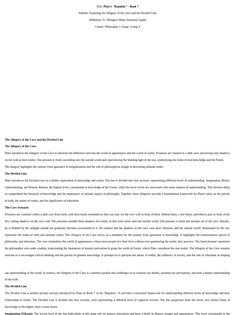 BOOK 7 PLATO REPUBLIC | PDF | Reason | Nous