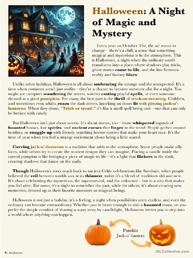 Halloween Reading Comprehension and Exercises | PDF